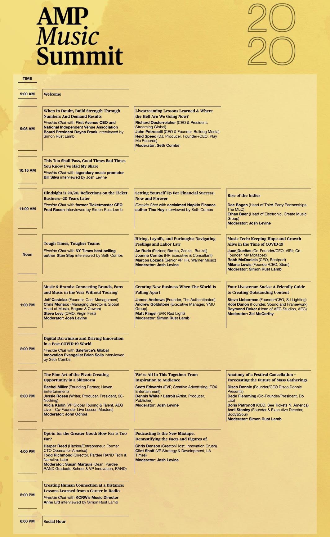 Full line-up for the free AMP Music Summit Today | Dae Bogan Music